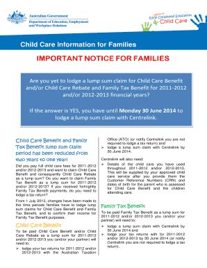 Fillable Online IMPORTANT NOTICE FOR FAMILIES Fax Email Print - pdfFiller