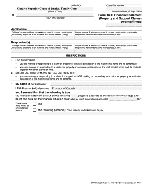 Fillable Online Ontario Superior Court of Justice, Family Court Fax ...