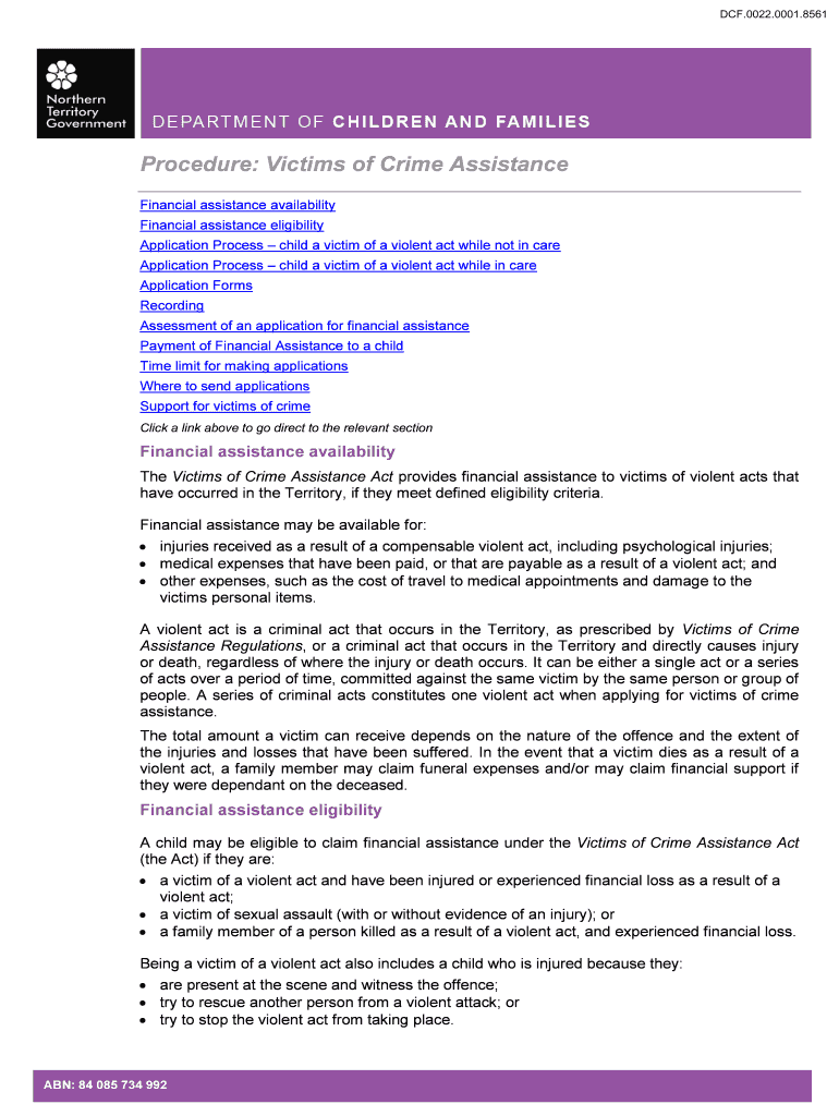 Fillable Online Procedure: Victims of Crime Assistance Fax Email Print ...