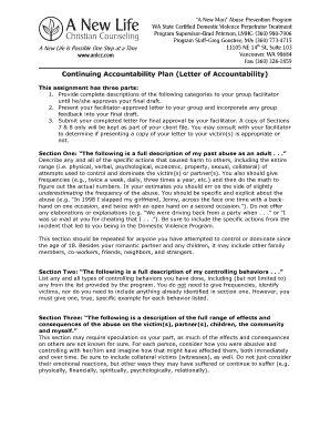 Fillable Online Continuing Accountability Plan (Letter of ...