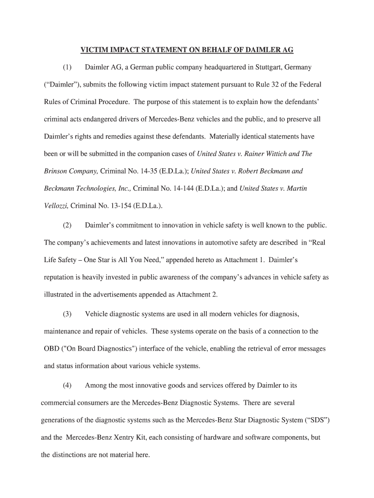 Car Accident Victim Impact Statement Examples Fill Online Printable 