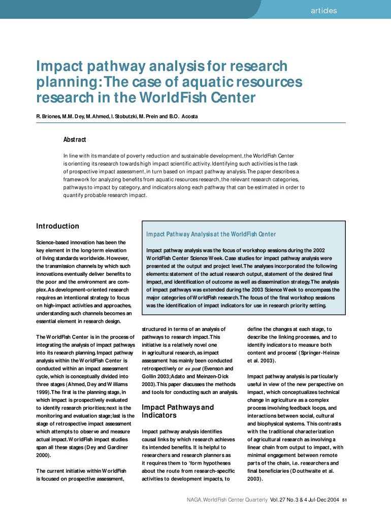 Fillable Online Impact pathway analysis for research Fax Email Print ...