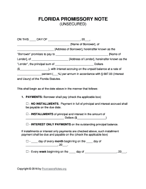 Fillable Online FLORIDA PROMISSORY NOTE Fax Email Print - pdfFiller
