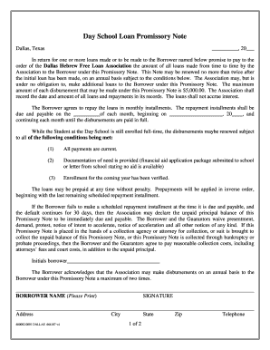 Fillable Online Day School Loan Promissory Note Fax Email Print - pdfFiller