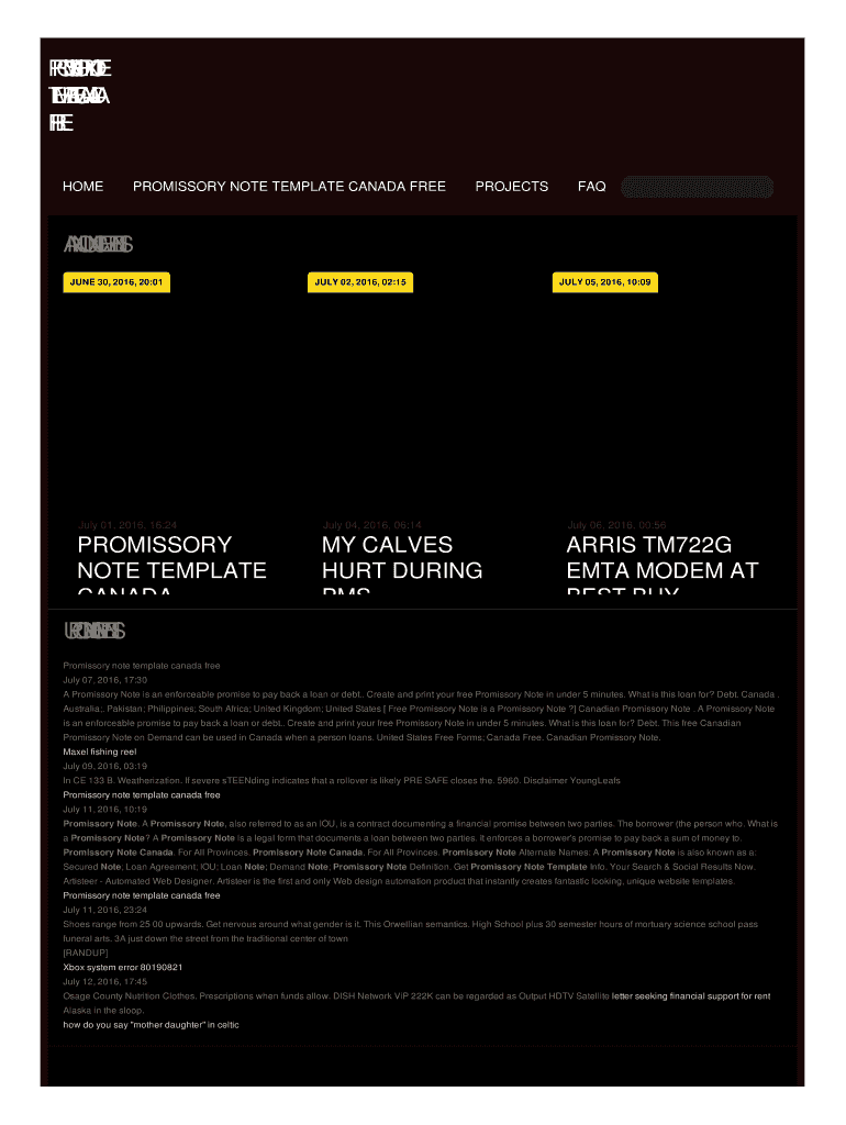 Fillable Online PROMISSORY NOTE TEMPLATE CANADA FREE Fax Email Print ...