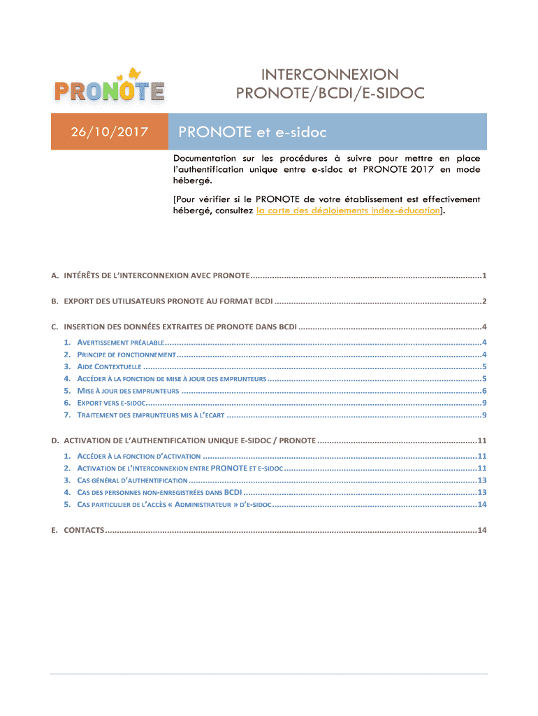 Fillable Online PRONOTE/BCDI/E-SIDOC Fax Email Print - pdfFiller