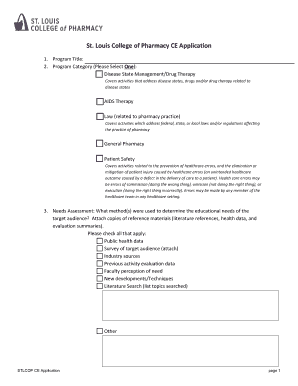 Fillable Online ce stlcop Louis College of Pharmacy CE Application Fax ...