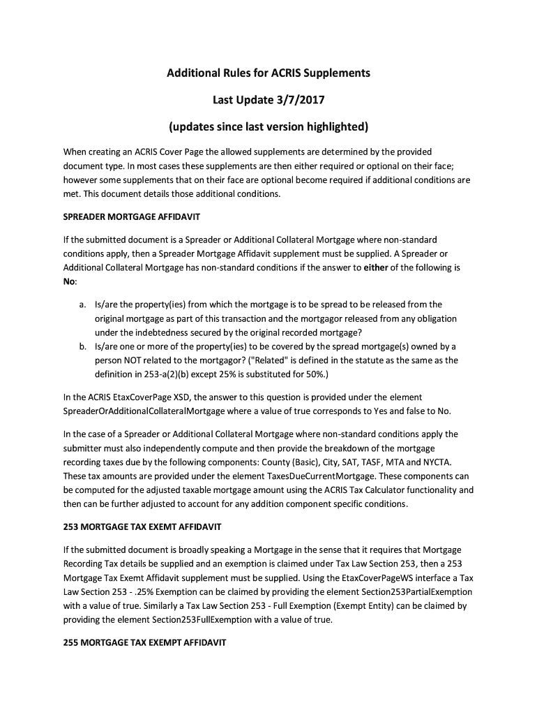 Fillable Online Additional Rules for ACRIS Supplements Fax Email Print ...