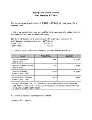 Fillable Online Buying a Car Project (Sample) Fax Email Print - pdfFiller