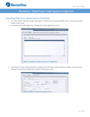 Fillable Online RouteOne / DealerTrack Credit Systems Integration Fax ...