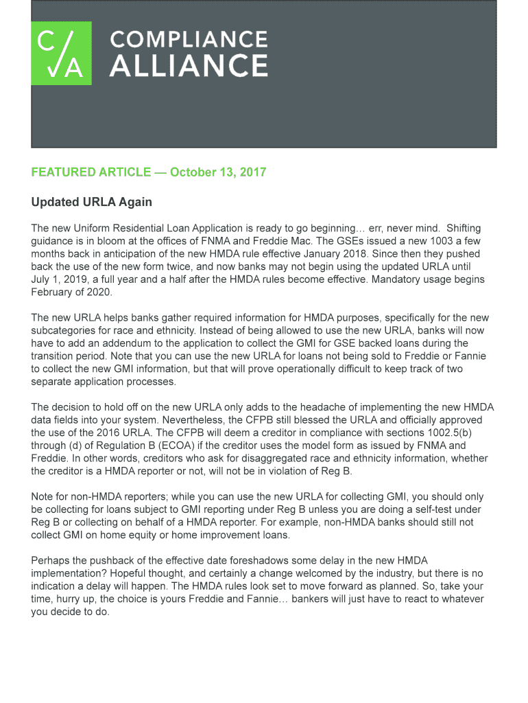 Fillable Online The New Uniform Residential Loan Application (URLA ...