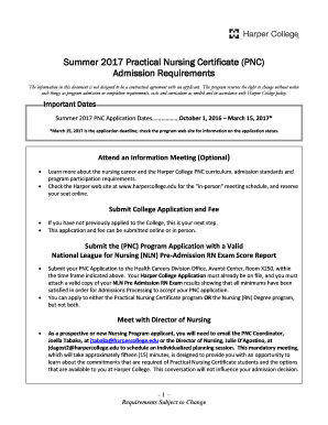 Fillable Online Summer 2017 Practical Nursing Certificate (PNC) Fax ...