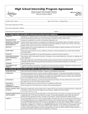 Fillable Online High School Internship Program Agreement Fax Email Print - pdfFiller