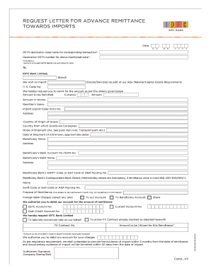 Fillable Online REQUEST LETTER FOR ADVANCE REMITTANCE Fax Email Print ...