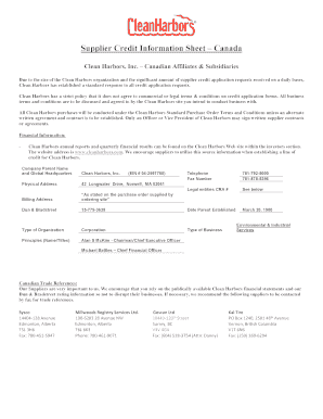 Fillable Online Supplier Credit Information Sheet Canada Fax Email ...