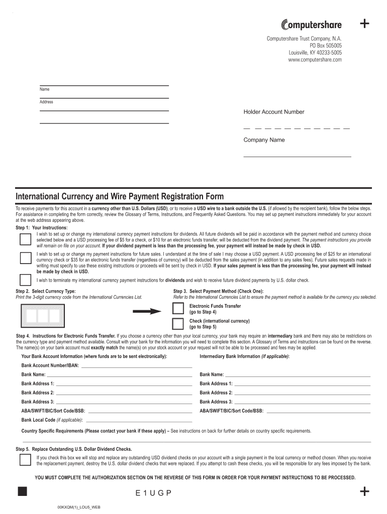 Fillable Online International Currency and Wire Payment Registration ...