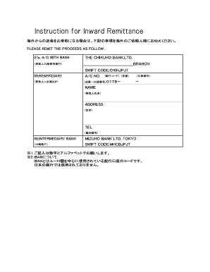 Fillable Online Instruction for Inward Remittance Fax Email Print ...