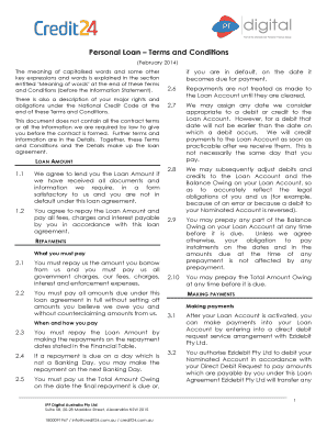 Fillable Online Personal Loan Terms and Conditions Fax Email Print ...