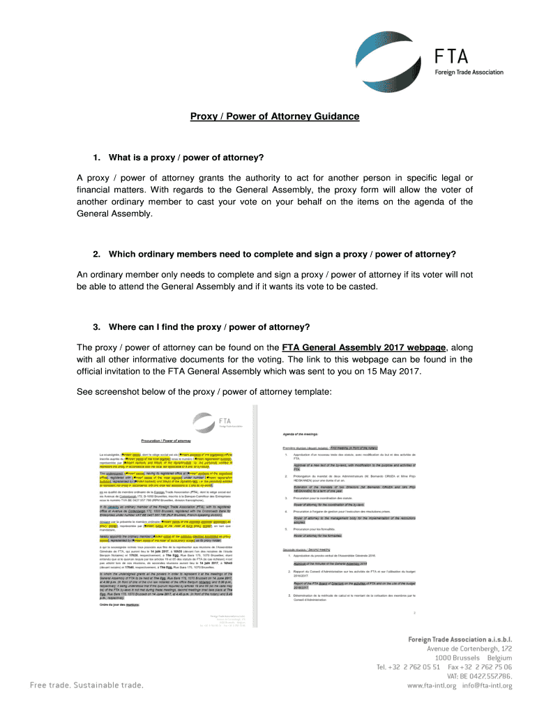 Fillable Online Proxy / Power of Attorney Guidance Fax Email Print ...