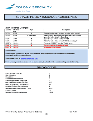 Fillable Online GARAGE POLICY ISSUANCE GUIDELINES Fax Email Print ...
