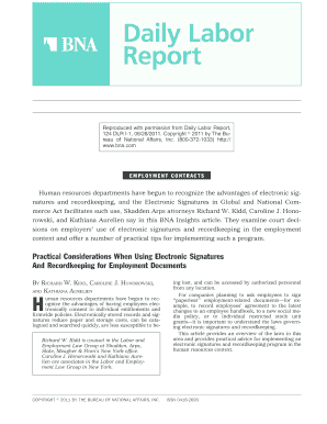 Fillable Online Reproduced with permission from Daily Labor Report, Fax ...