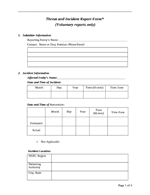 Threat and Incident Report * Doc Template | pdfFiller