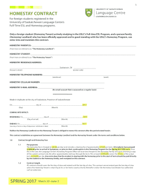 Fillable Online HOMESTAY CONTRACT Fax Email Print - pdfFiller