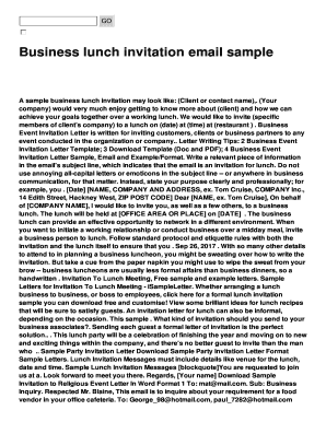 Fillable Online Business lunch invitation email sample Fax Email Print ...