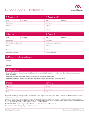 Fillable Online Gifted Deposit Declaration Fax Email Print - pdfFiller