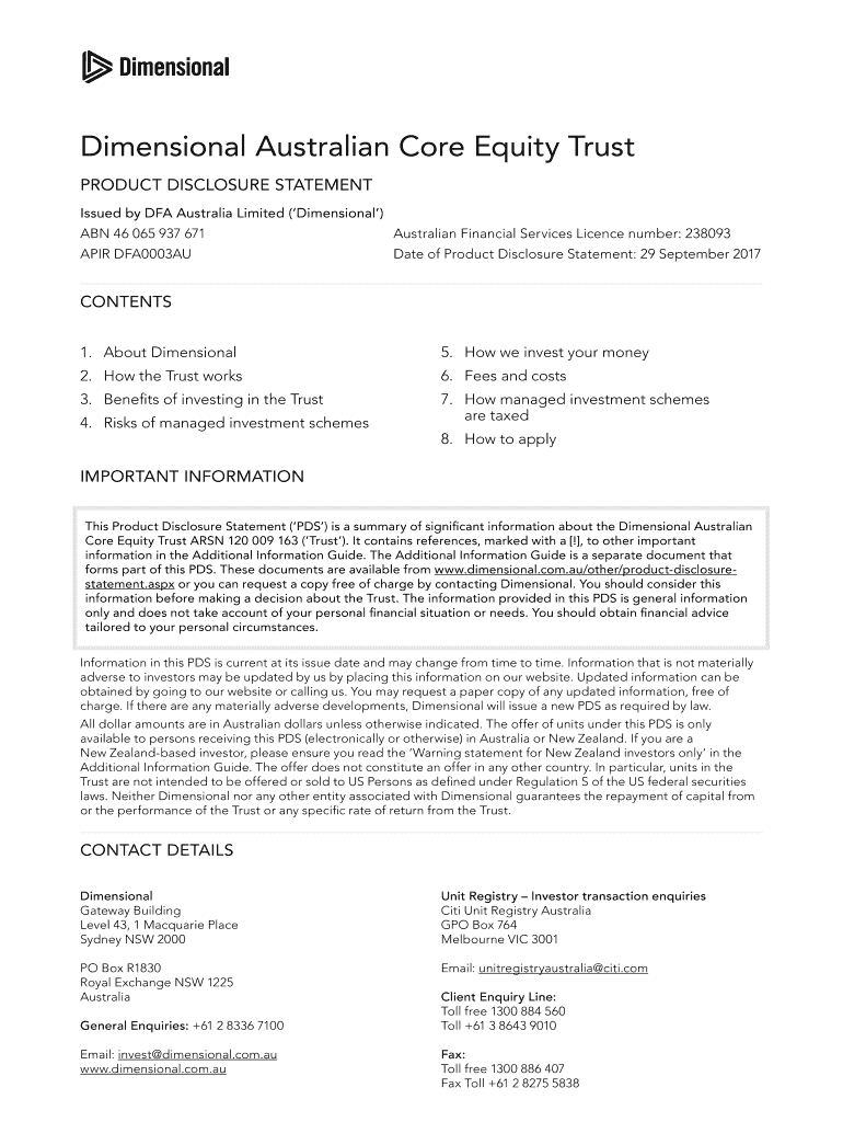 Fillable Online Dimensional Australian Core Equity Trust Fax Email ...