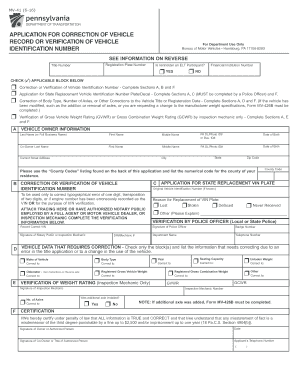 Fillable Online PA Correction Of Vehicle Record Form Fax Email Print ...