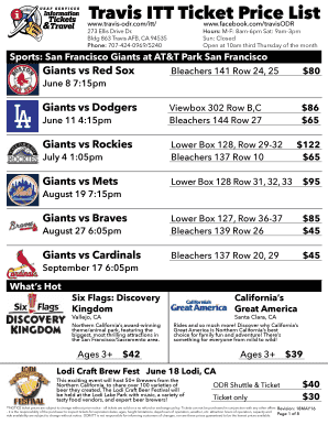 Fillable Online Travis ITT Ticket Price List Fax Email Print - pdfFiller