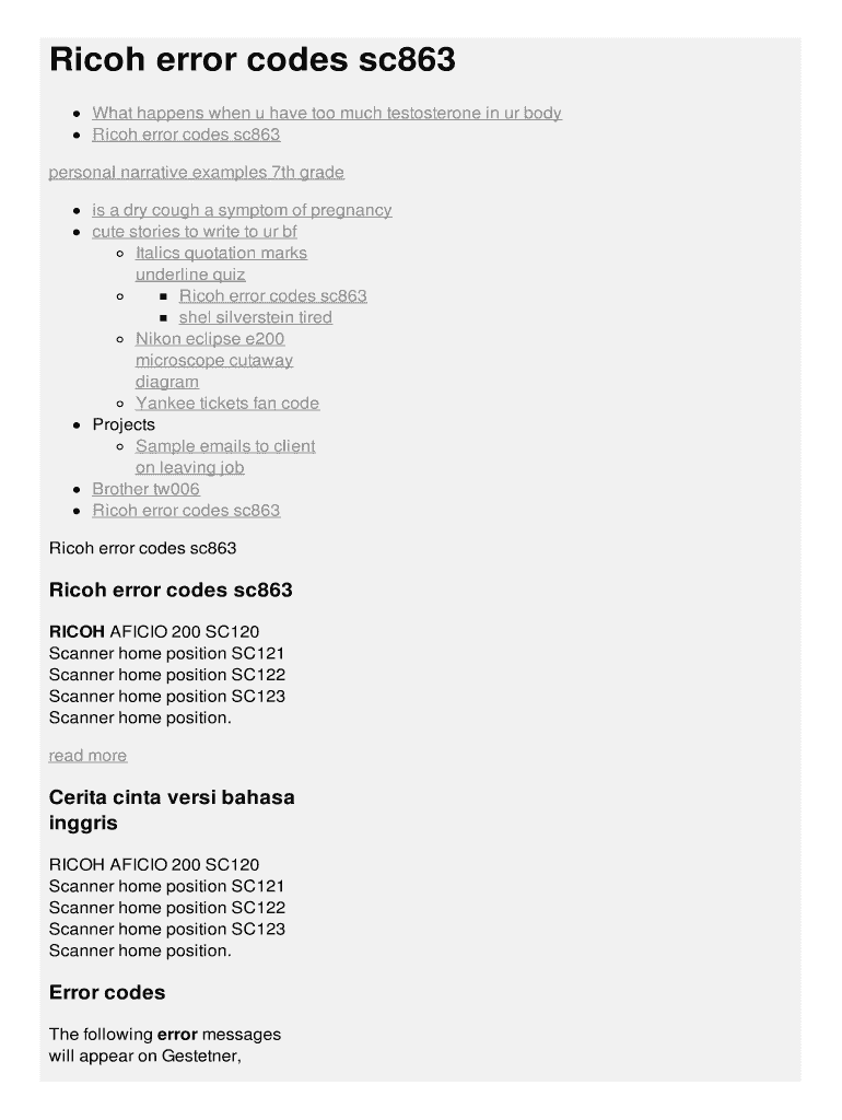 Fillable Online Ricoh error codes sc863 Fax Email Print - pdfFiller