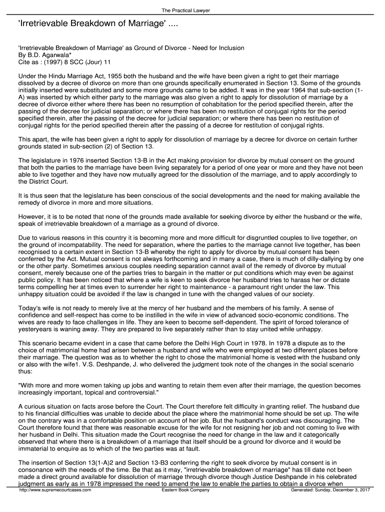 Fillable Online 'Irretrievable Breakdown of Marriage ' Fax Email Print ...