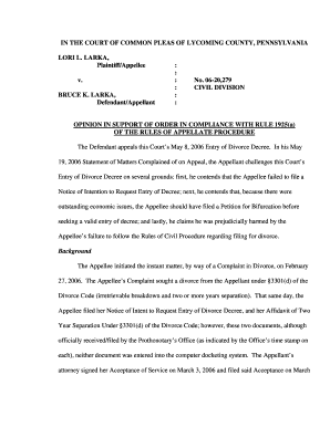 Fillable Online OPINION IN SUPPORT OF ORDER IN COMPLIANCE WITH RULE ...