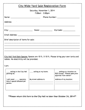 Fillable Online City Wide Yard Sale Registration Form Fax Email Print ...