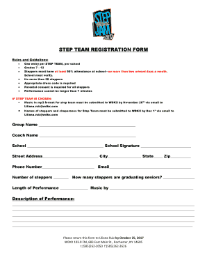Fillable Online STEP TEAM REGISTRATION FORM Fax Email Print - pdfFiller