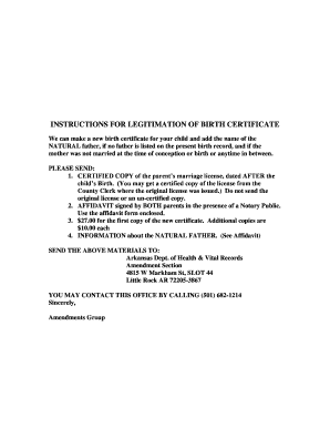Fillable Online INSTRUCTIONS FOR LEGITIMATION OF BIRTH CERTIFICATE Fax ...