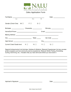 Fillable Online Oahu Application Form Fax Email Print - pdfFiller