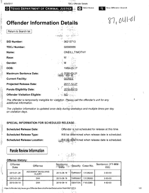 Fillable Online TDCJ Offender Details Fax Email Print - pdfFiller