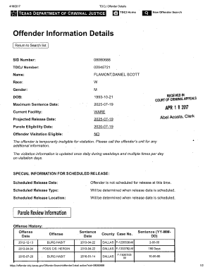 Fillable Online Offender Information Details Fax Email Print - pdfFiller