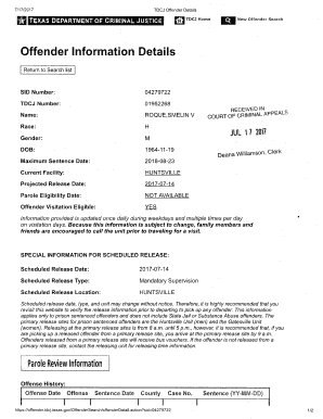 Fillable Online PHI TDCJ Home Fax Email Print - pdfFiller