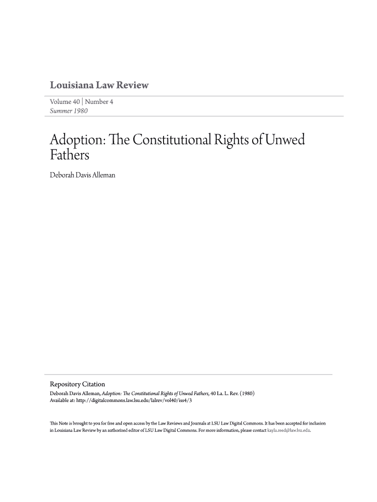 Fillable Online Adoption: The Constitutional Rights of Unwed Fax Email ...