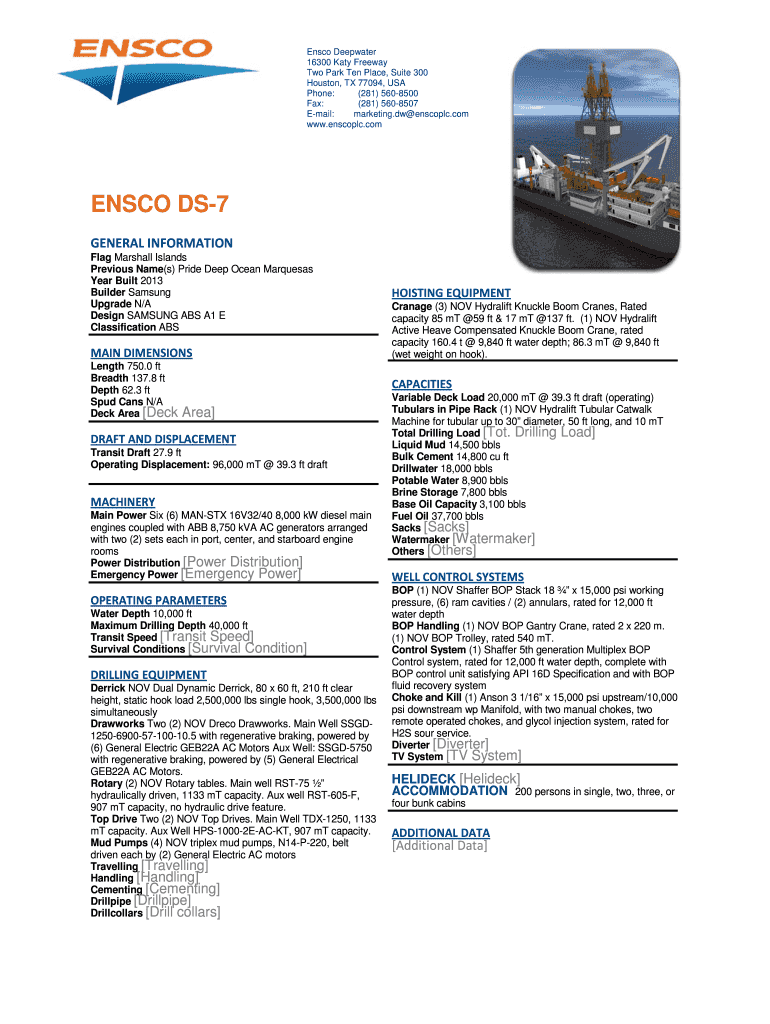 Fillable Online Ensco Deepwater Fax Email Print - pdfFiller