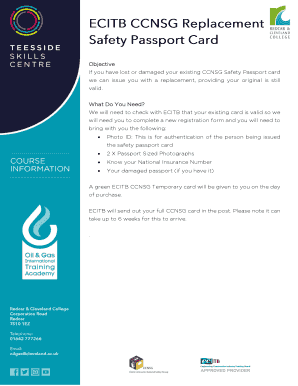 Fillable Online If you have lost or damaged your existing CCNSG Safety ...