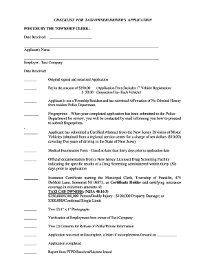 Fillable Online CHECKLIST FOR TAXI OWNER/ DRIVER'S APPLICATION Fax ...