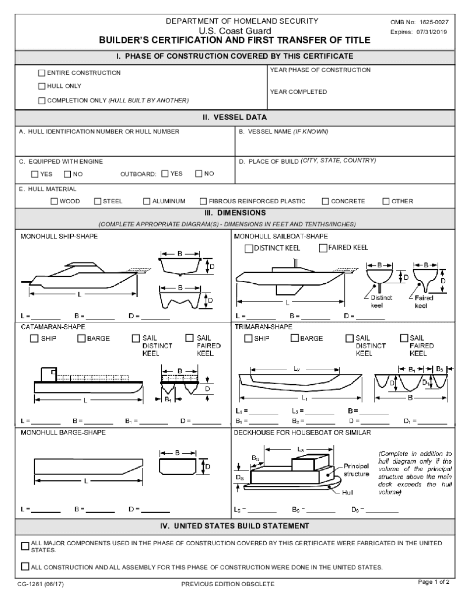 Cg 1261 Printable Form - Printable, Editable Blank PDF to Download Cg 1261 Printable Form - Printable, Editable Blank PDF to Download