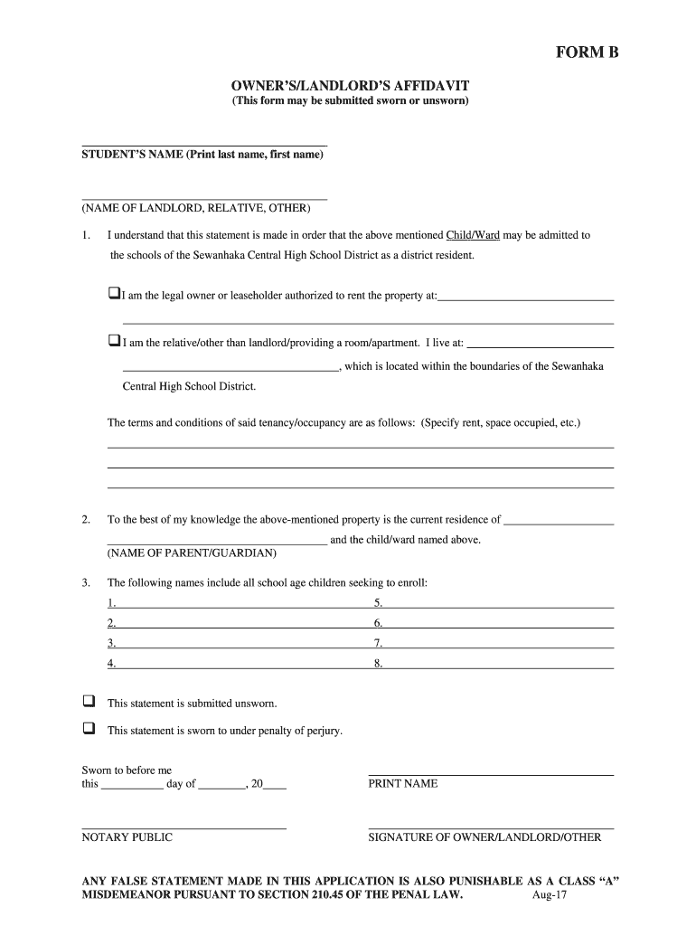 Fillable Online OWNERS/LANDLORDS AFFIDAVIT Fax Email Print - pdfFiller