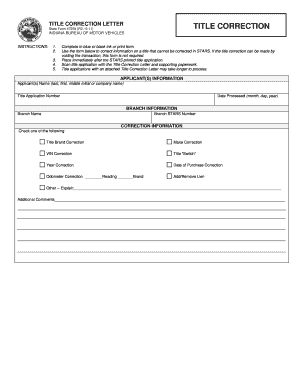 Fillable Online TITLE CORRECTION LETTER Fax Email Print - pdfFiller