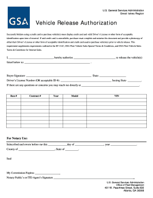 Fillable Online Vehicle Release Authorization Fax Email Print - pdfFiller